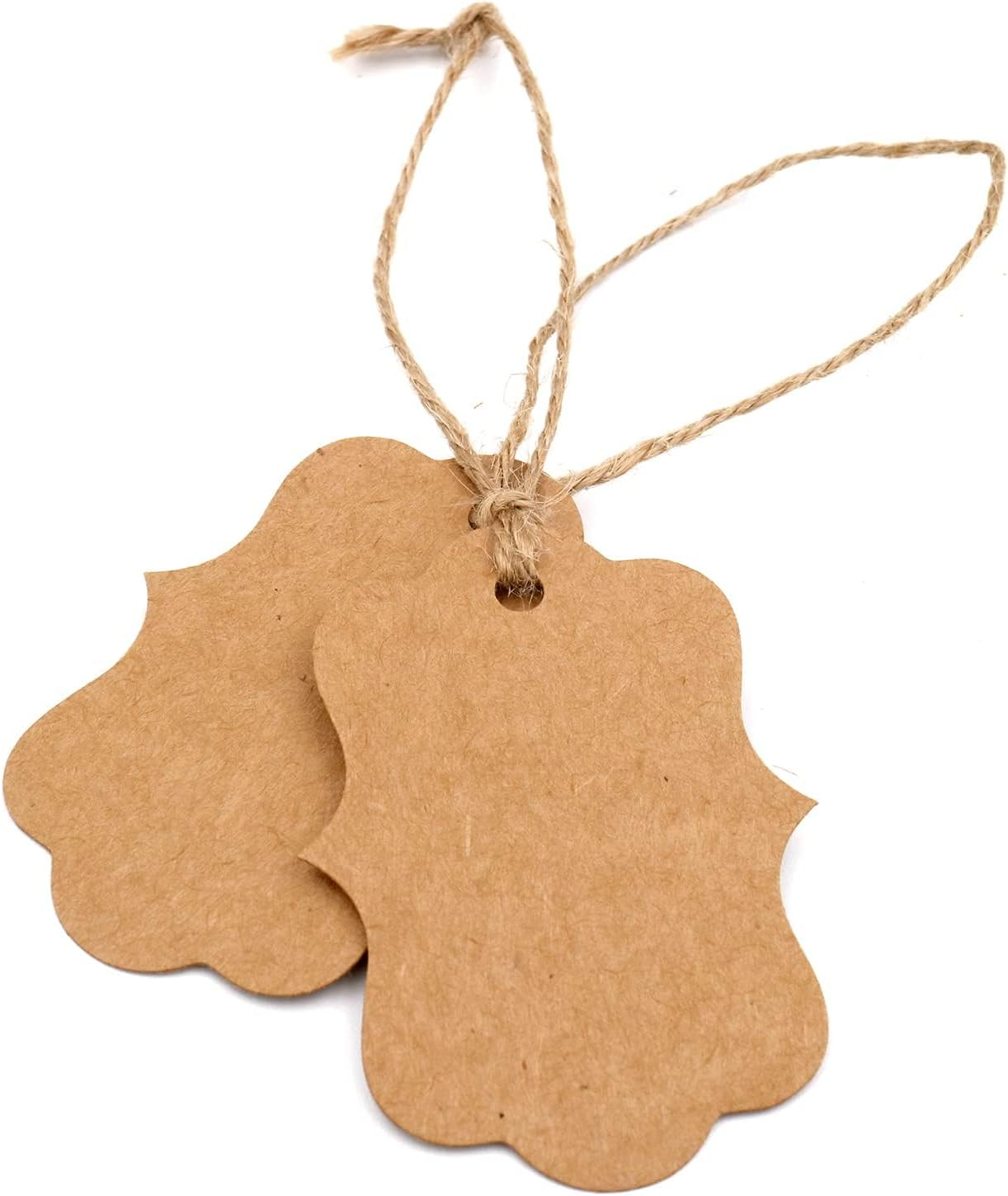 200 Kraft Paper Gift Tags with 10m Jute Twine, Brown, for Weddings ...