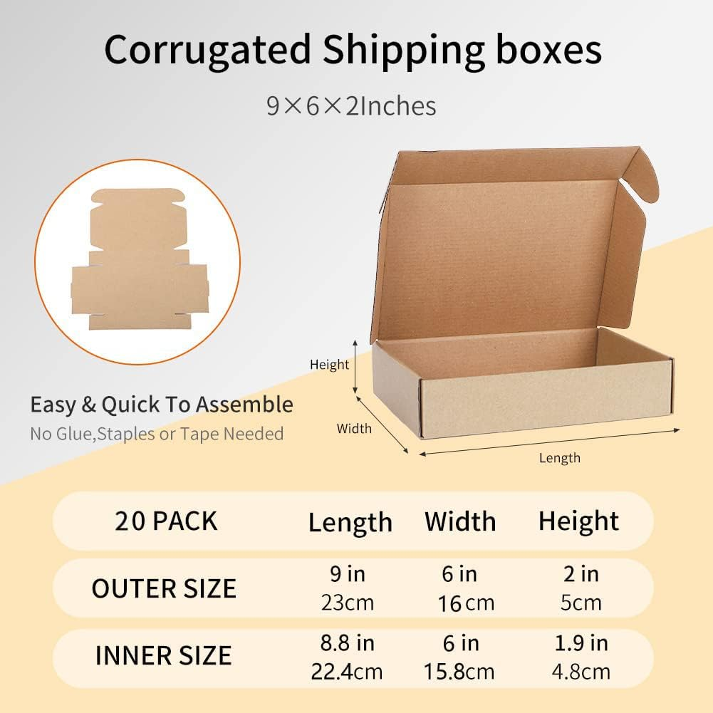 9x6x2 Inches Small Shipping Boxes, 100 Pack Corrugated Cardboard Box ...