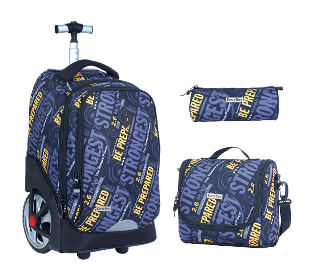Everyday 3pcs Trolley School Bag Set 18" Black Strongest Design (Big ...
