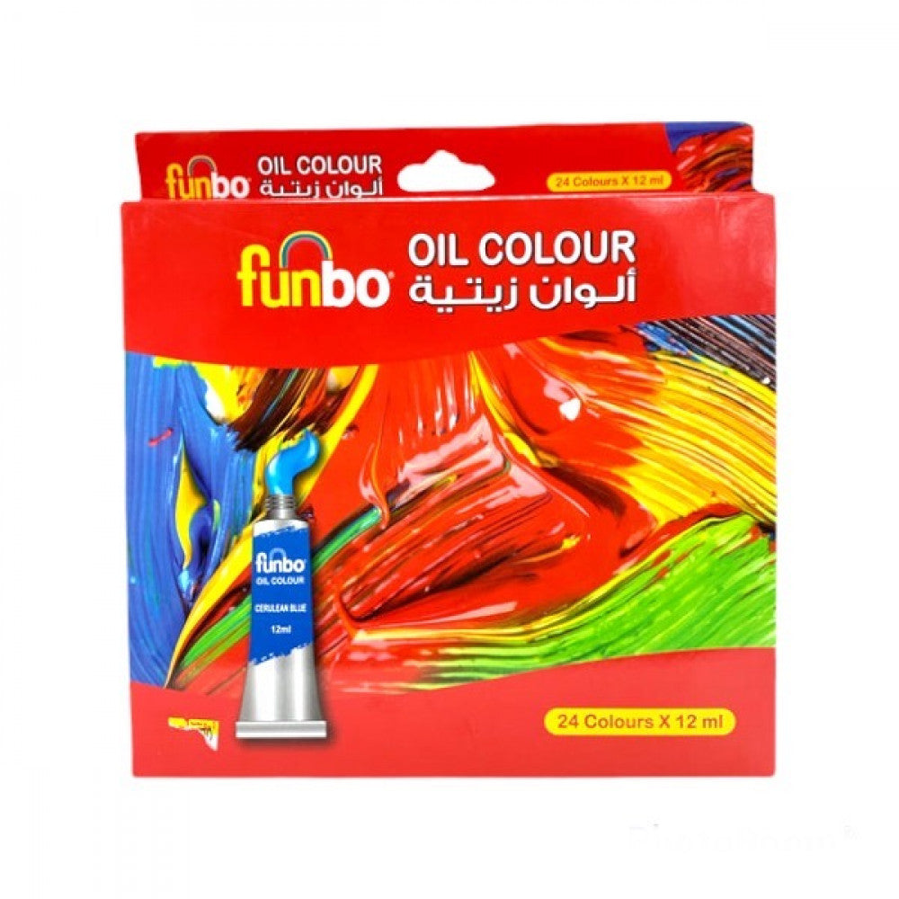 funbo-oil-cololur-paint-set-24-colours-x-12ml-tubes-arts-crafts-580 ...